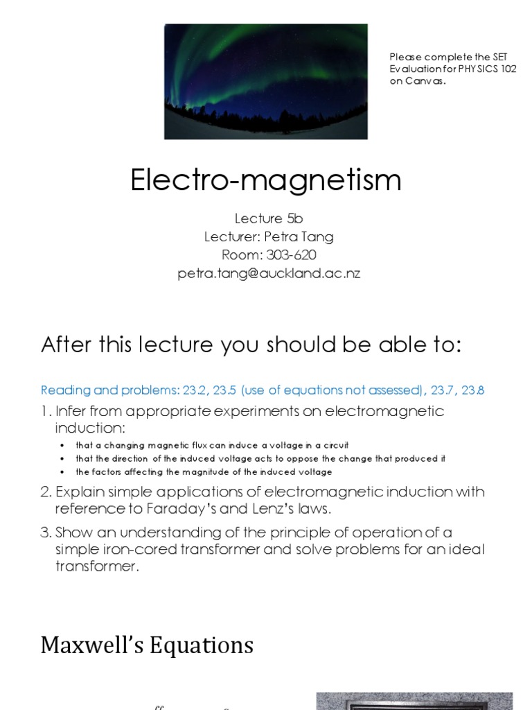 102 EM Lecture 5b | PDF | Electromagnetic Induction | Transformer 102 EM Lecture 5b | PDF | Electromagnetic Induction | Transformer