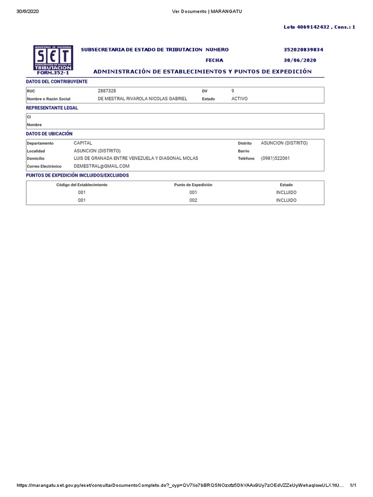 Solicitud de Punto de Expedición - SET | PDF