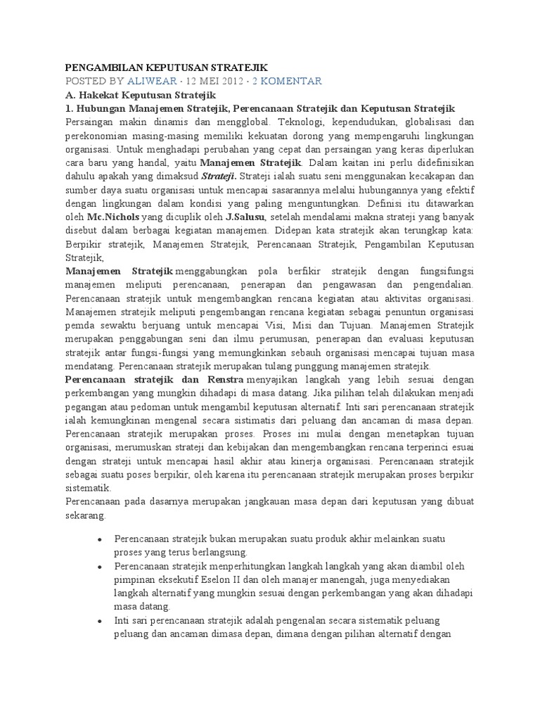 Pengambilan Keputusan Stratejik | PDF