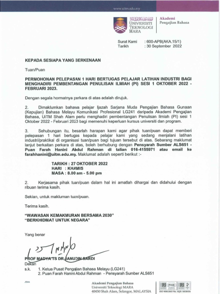 Contoh Surat 7 (Kumpulan 1) | PDF
