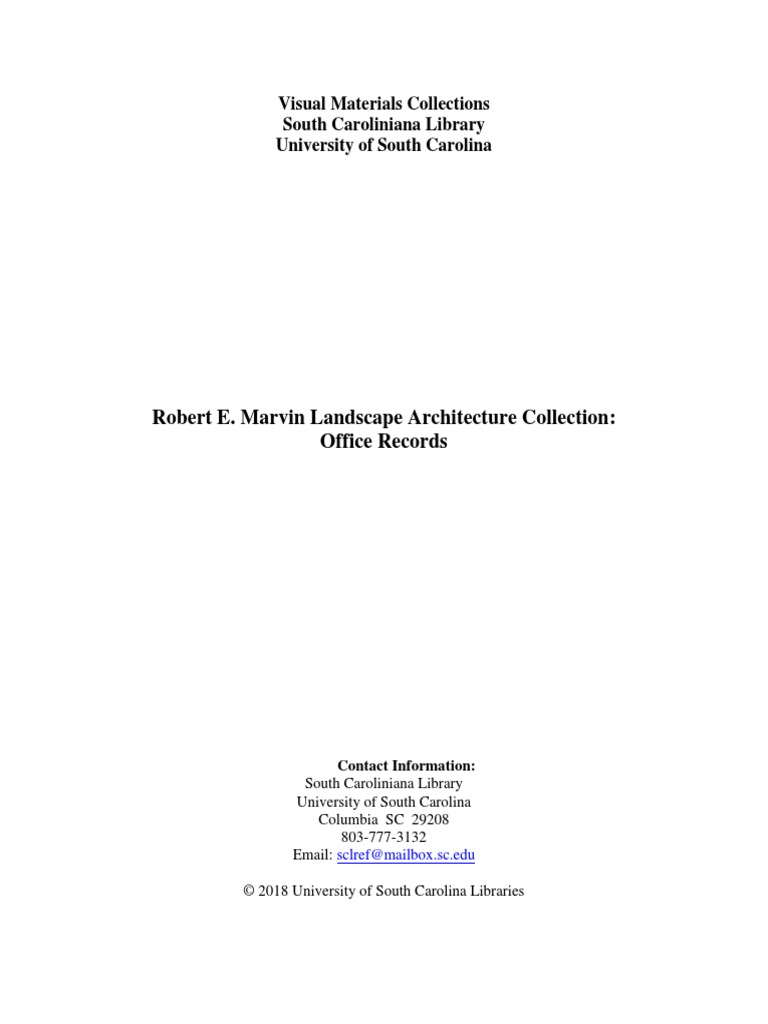 Robert Marvin Box Content List | PDF | South Carolina