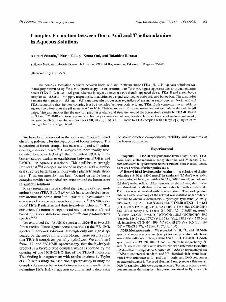 Complex Formation Between Boric Acid and Tea Sonoda1998 | PDF