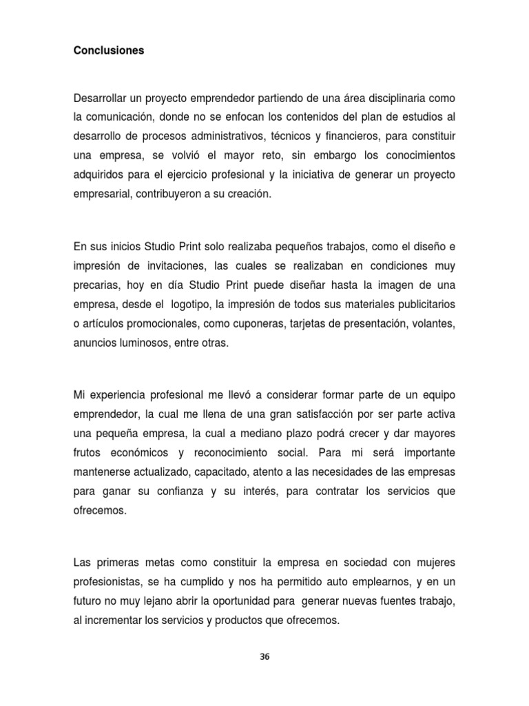 Conclusión | PDF | Iniciativa empresarial | Economias