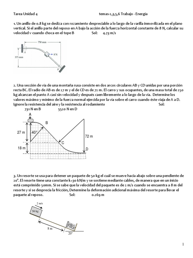 Cálculos de Energía y Fuerzas en Física | PDF