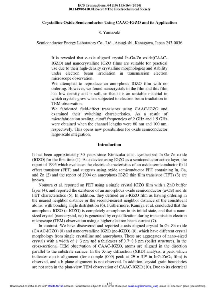 008. Crystalline Oxide Semiconductor Using CAAC-IGZO and its Application | PDF | Field Effect ...