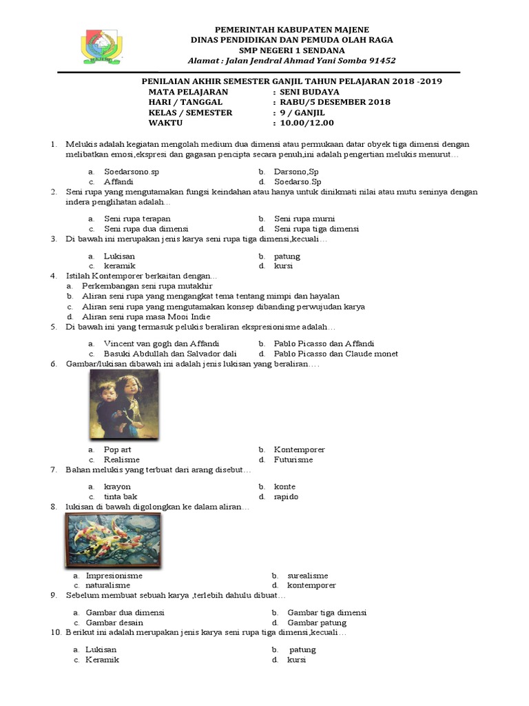 SOAL KELAS 9 GANJIL 2018-19 Pilgan | PDF | Gaya Hidup