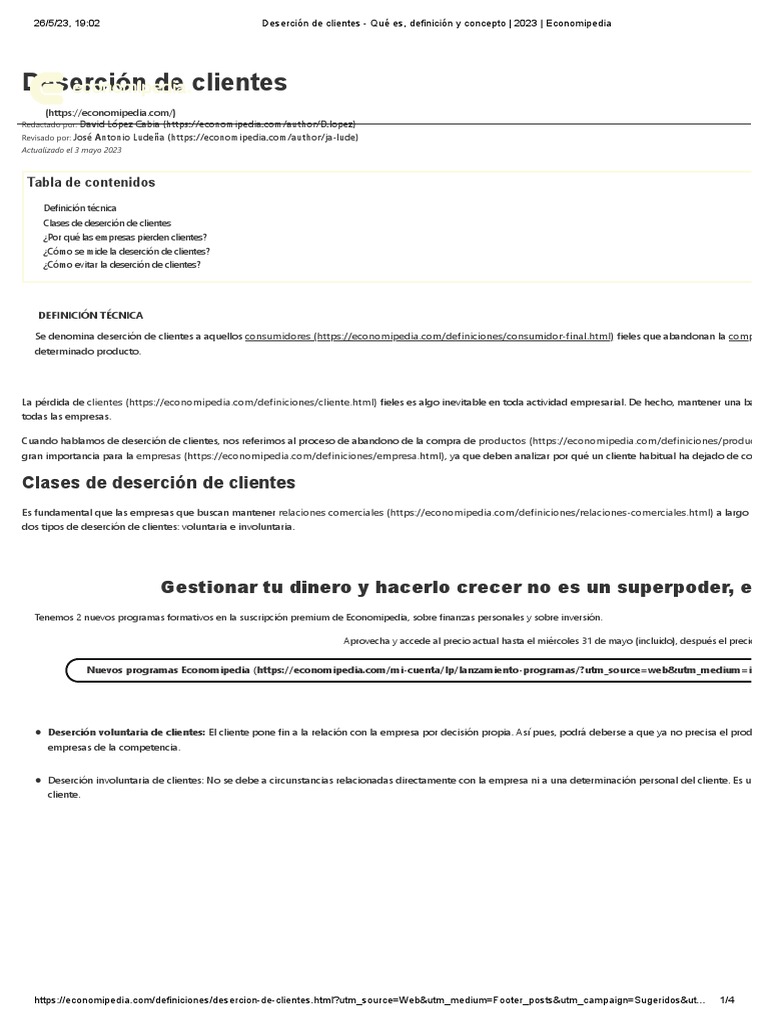 Deserción de Clientes - Qué Es, Definición y Concepto - 2023 ...