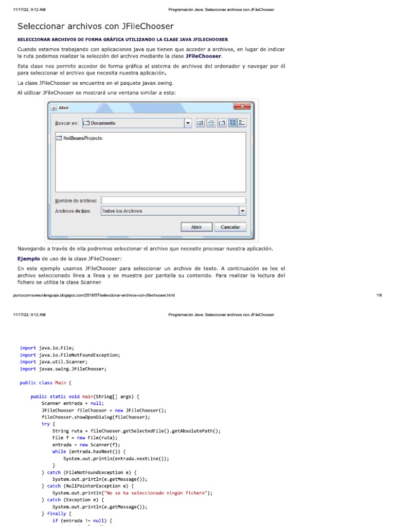 Seleccionar Archivos Con JFileChooser | PDF