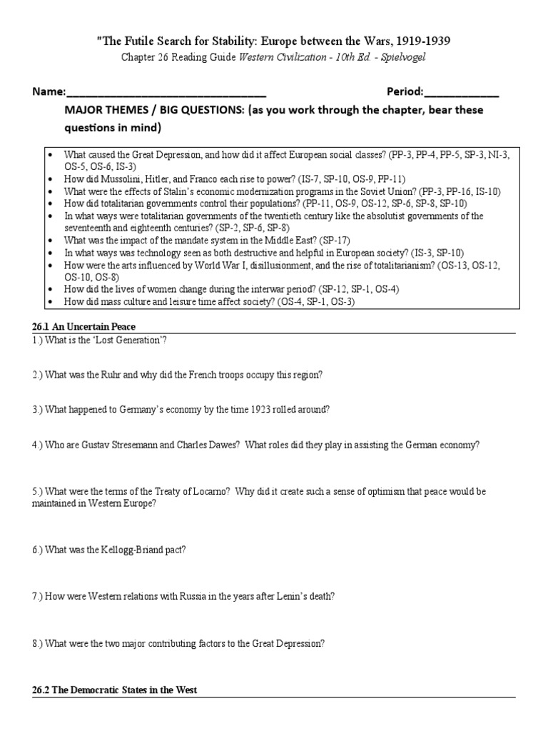 Ch26 Reading Guide RCQ+revised | PDF | Fascism | Nazi Germany