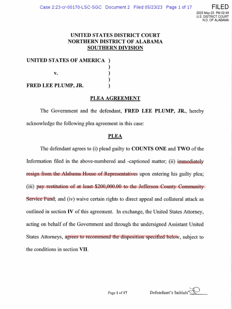 USA V Fred Plump Plea Agreement | PDF