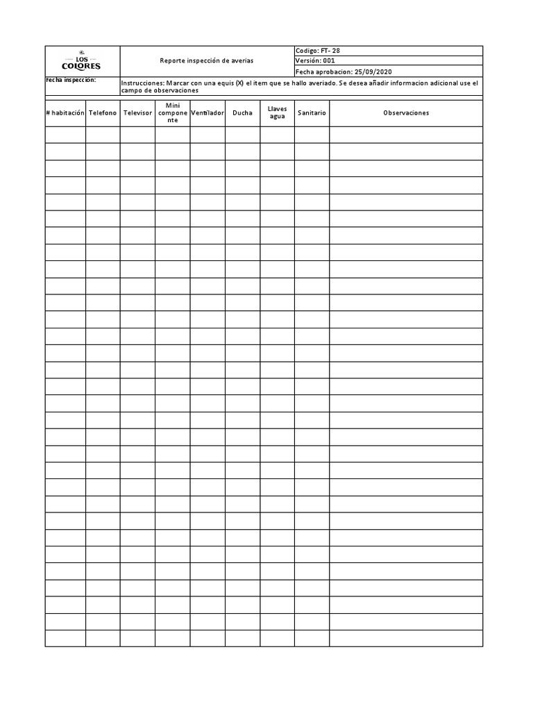 FT-28 Formato Reporte Averias | PDF