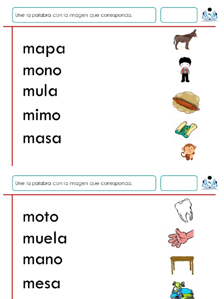 Palabras para Unir Con Imagen Recopilado Por Materiales Educativos para ...