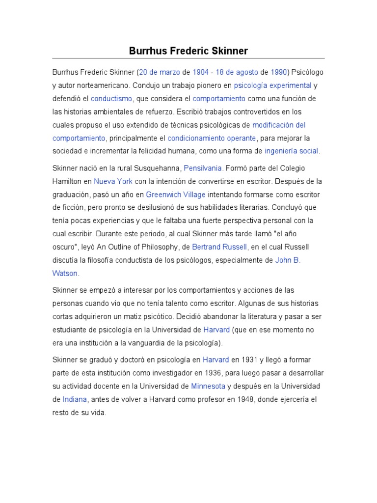 Burrhus Frederic Skinner | PDF | Ficción general
