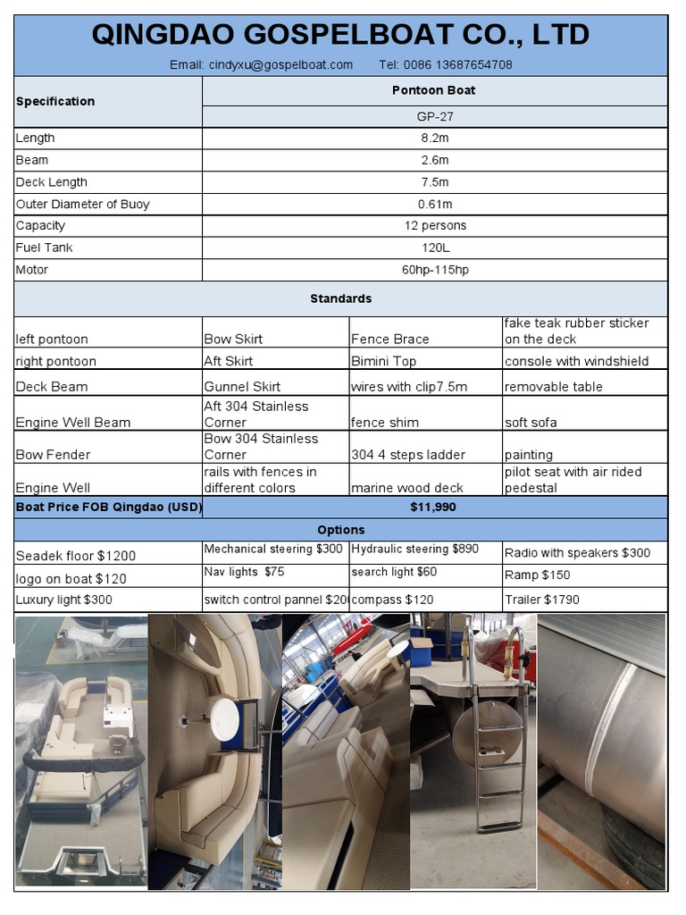 8.2m Pontoon Boat Price - 20190401145219 | PDF