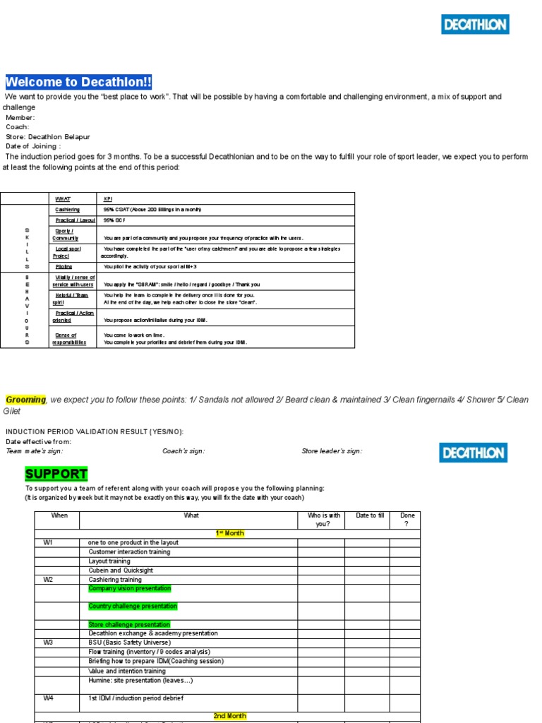 Decathlon Induction Program Overview | PDF | Business | Communication