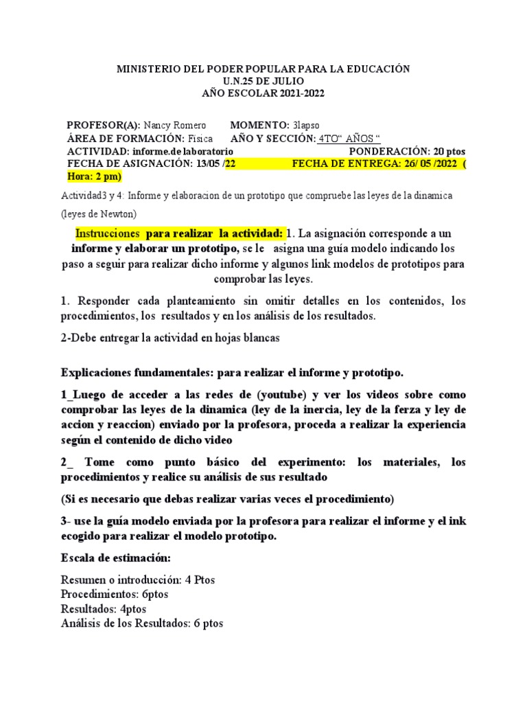 3 y 4 ACTIVIDAD FISICA 4TO AÑO PROFA. NANCY ROMERO | PDF
