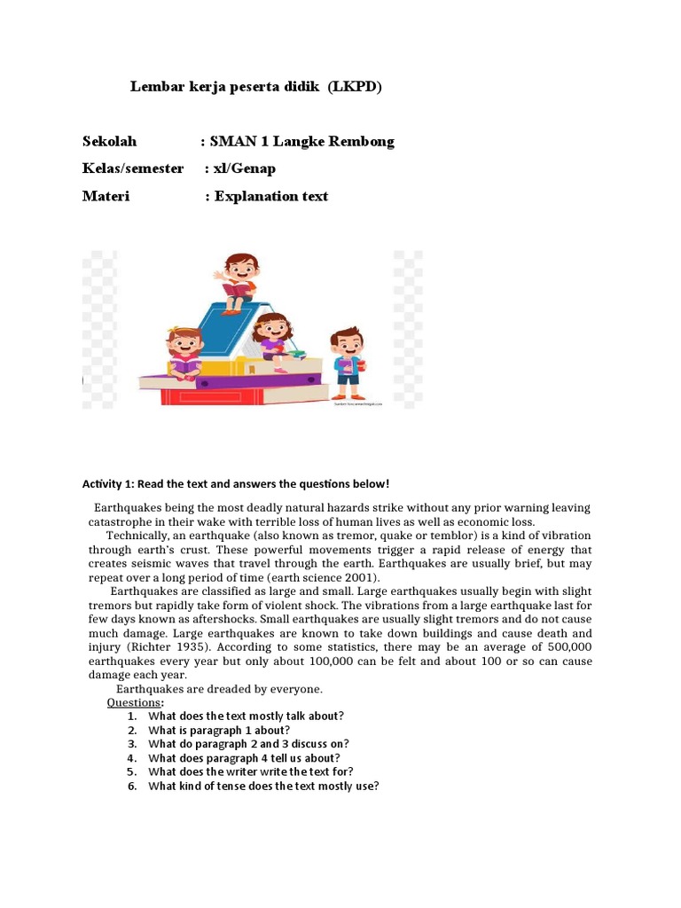 Lembar Kerja Peserta Didik Explanation Text | PDF