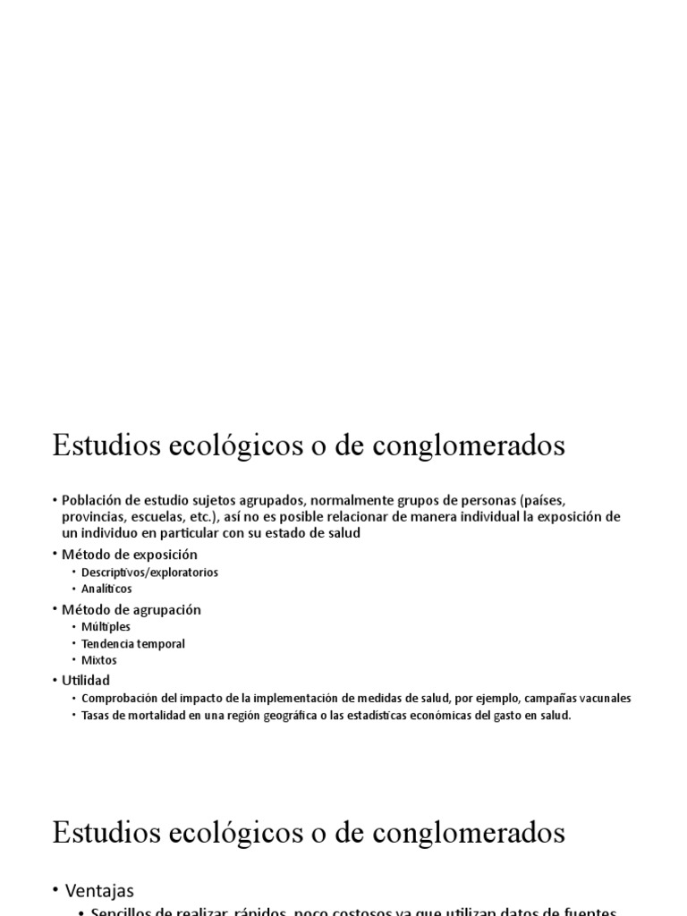 Estudios Ecológicos: Ventajas y Limitaciones | PDF | Salud y bienestar ...