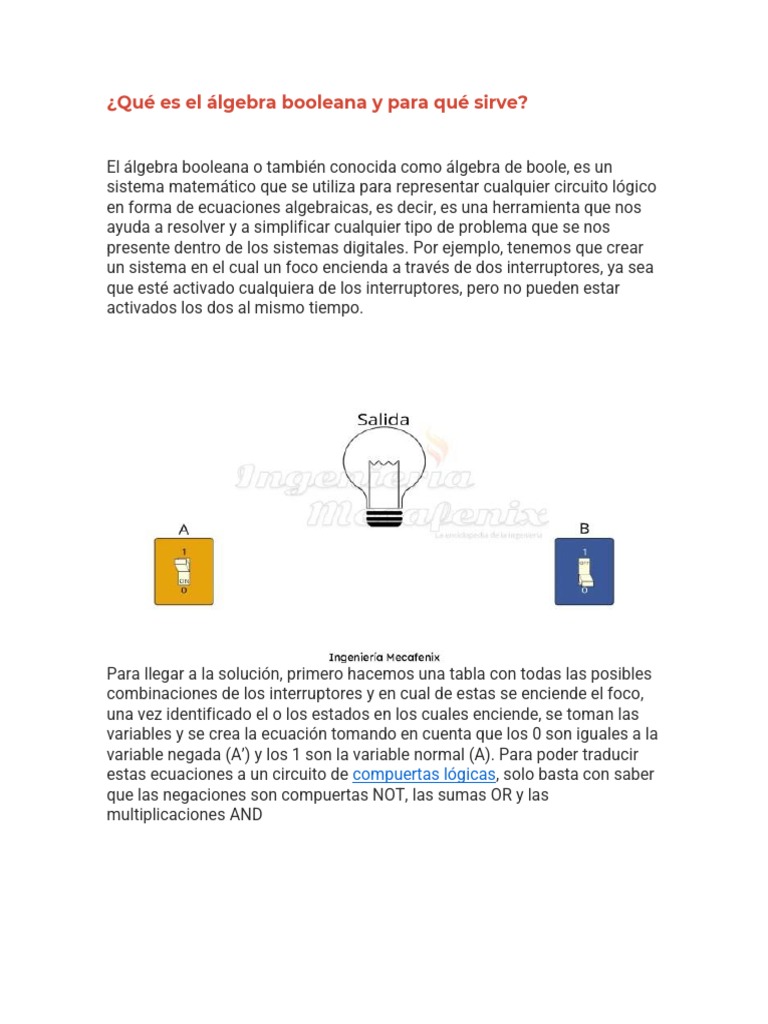 Algebra Boobleana | PDF | Puerta lógica | Álgebra de Boole