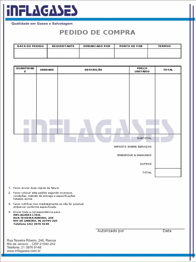 Modelo de Pedido de Compra | PDF