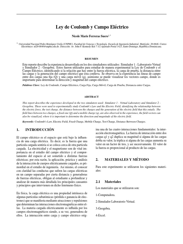 Informe No. 3, Nicole Ferreras, 20-0846 | PDF | Electricidad ...