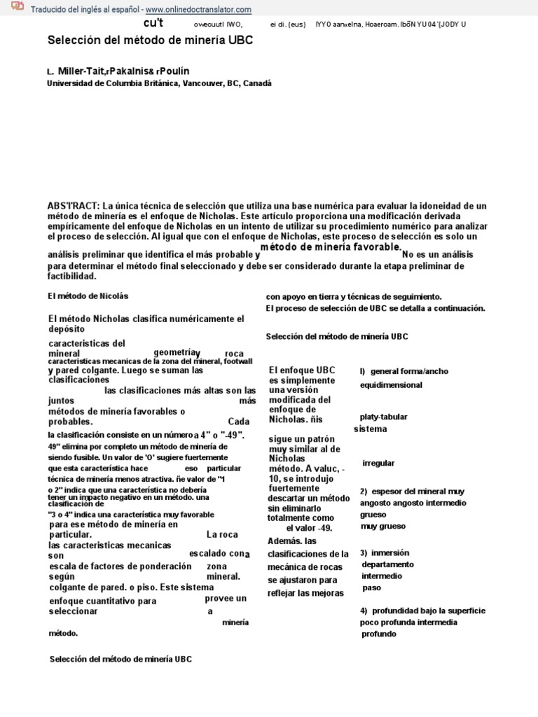 Ubc Mining Method Selection PDF Free - En.es | PDF | Minería | Roca (geología)