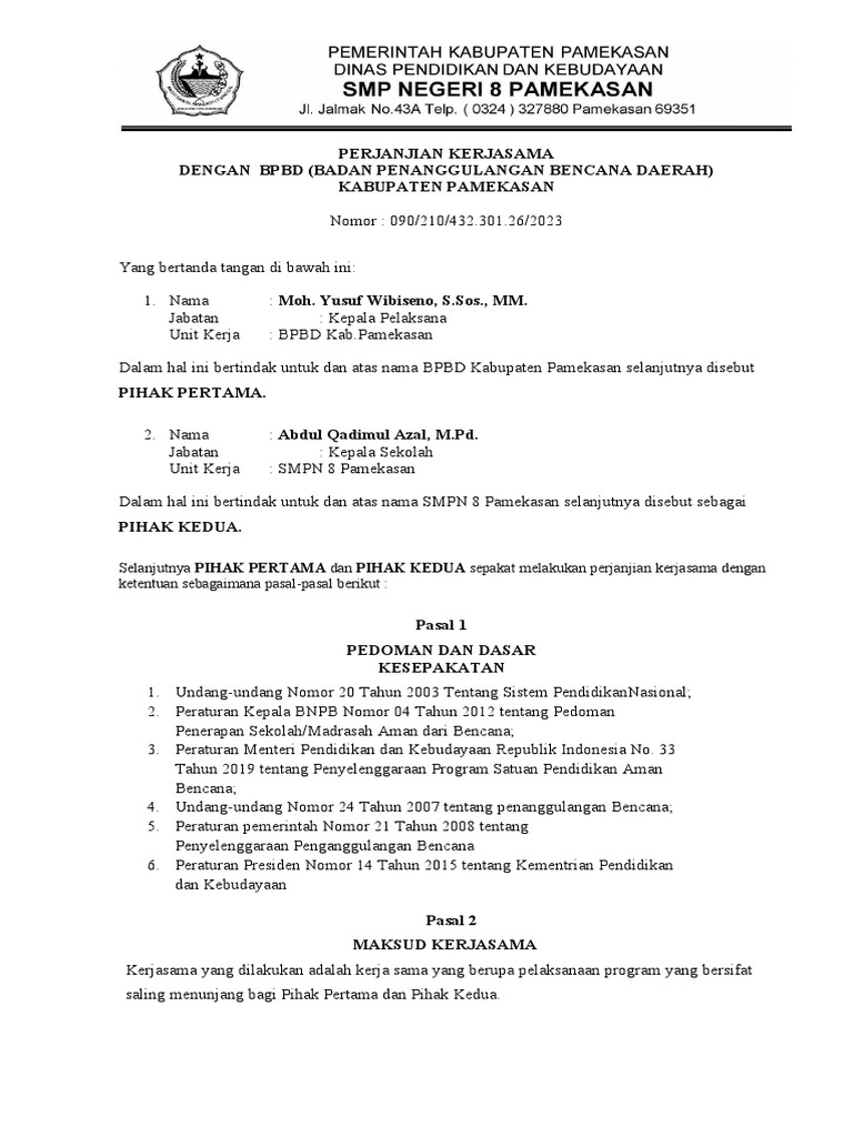 Kerjasama BPBD | PDF