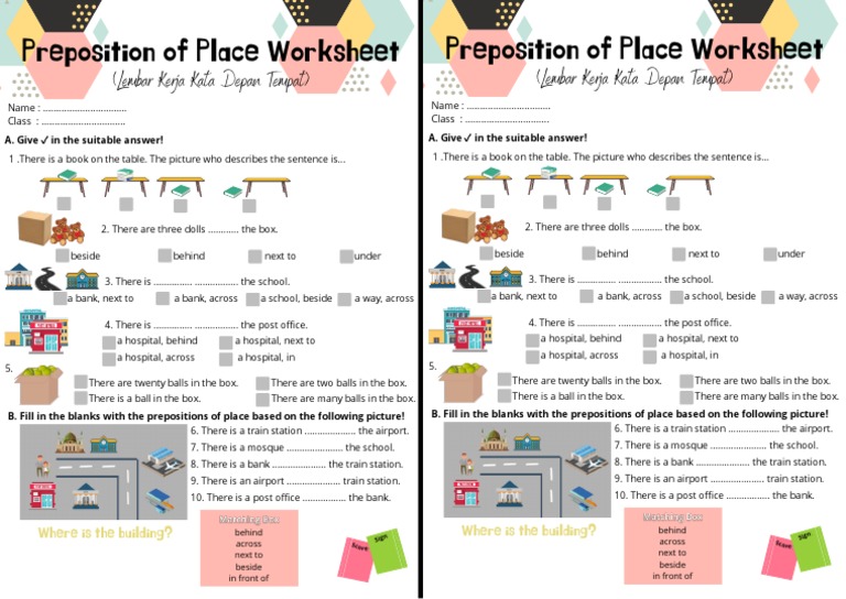 Prepositions of Place Worksheet | PDF