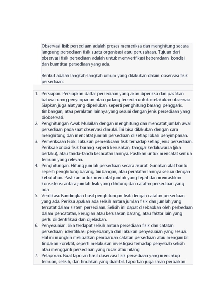 Materi Audit 2 Observasi Fisik Persediaan | PDF