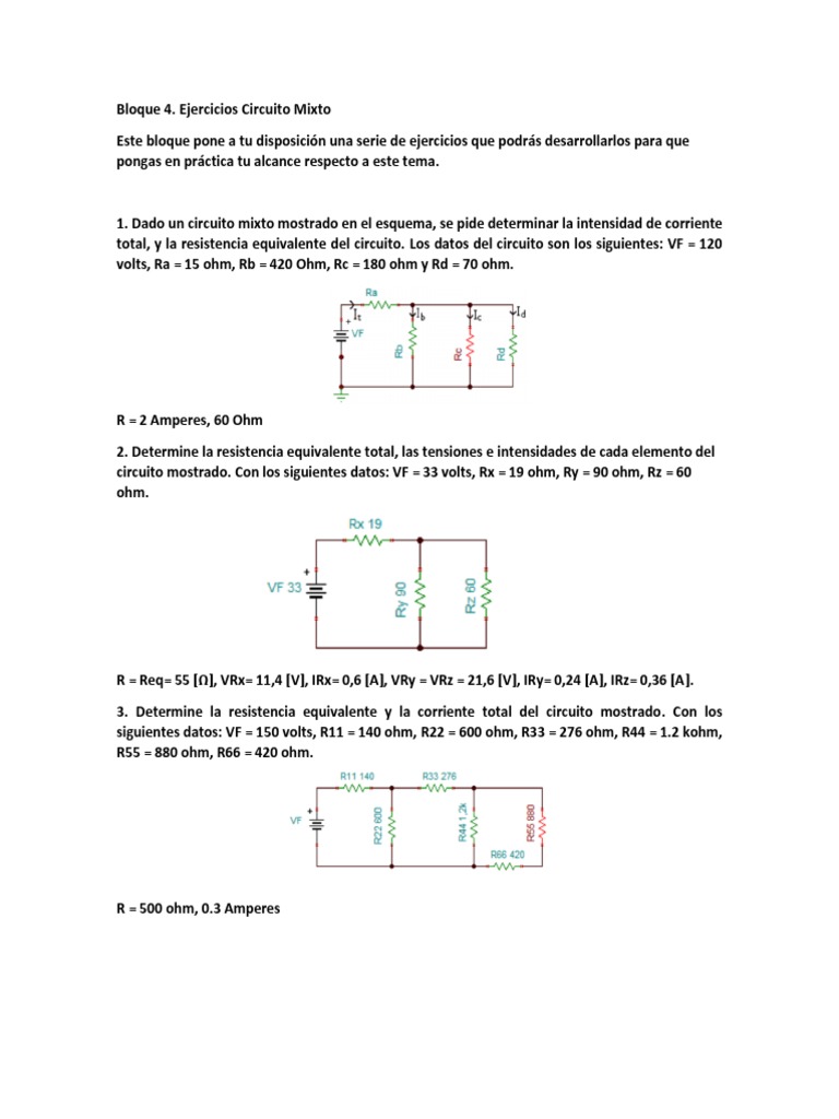 Bloque 4 - Ejercicios Circuito Mixto | PDF
