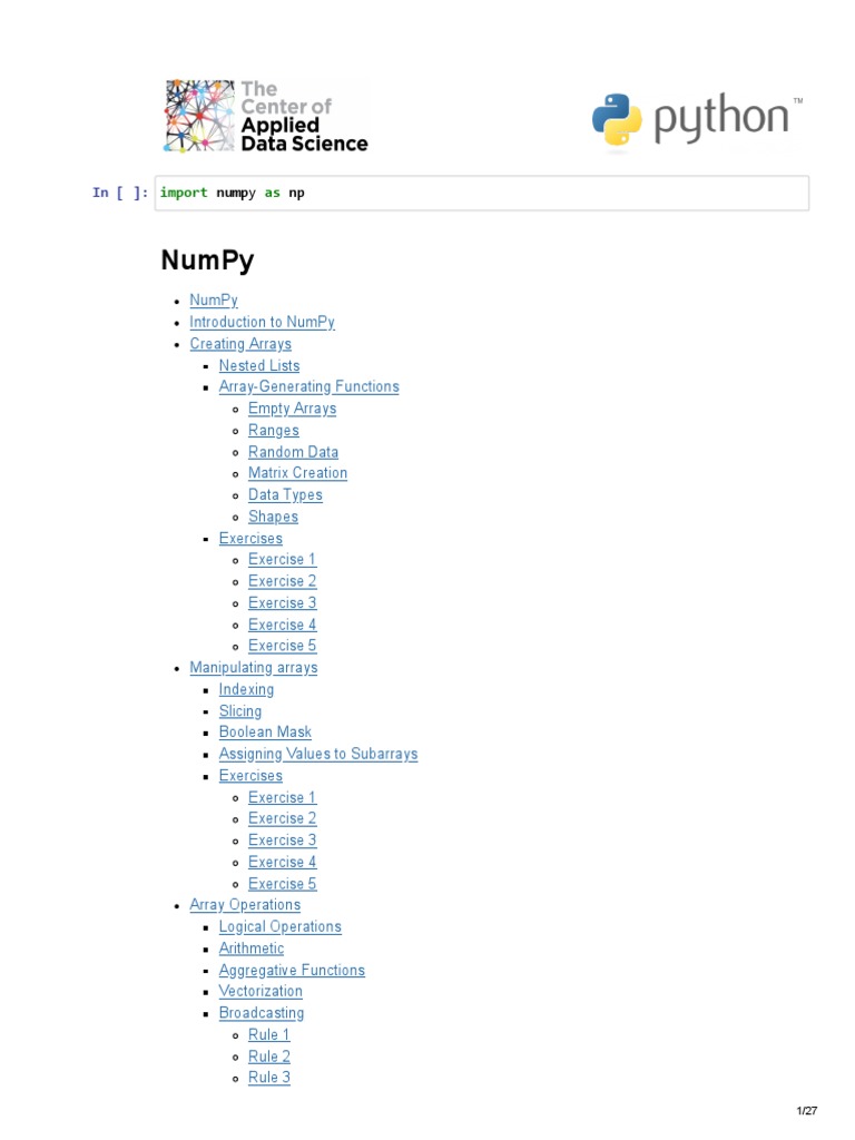 Python - Adv - 1 - Jupyter Notebook (Student) | PDF | Matrix (Mathematics) | Boolean Data Type