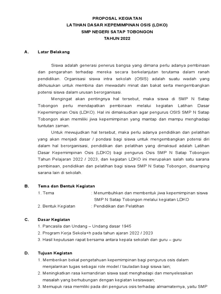 Proposal Kegiatan Ldko | PDF