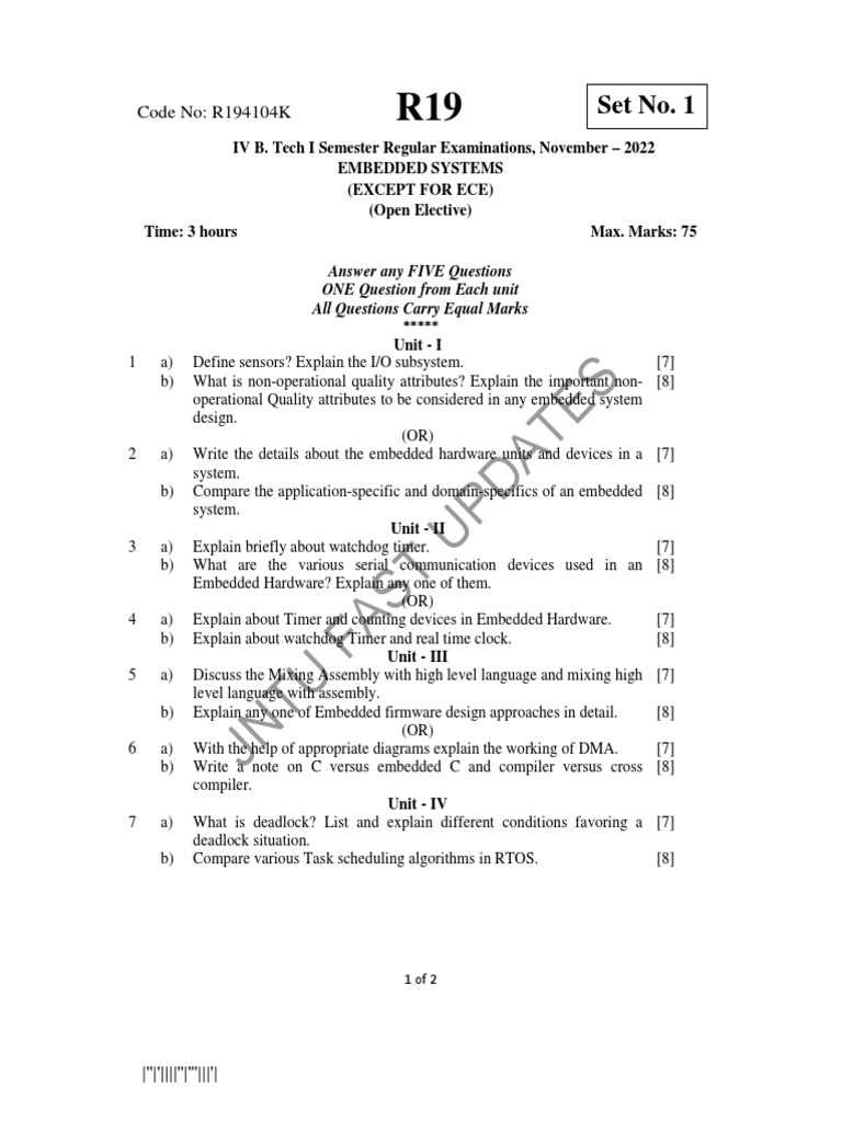 Embedded Systems Exam Questions 2022 | PDF | Embedded System | Process ...
