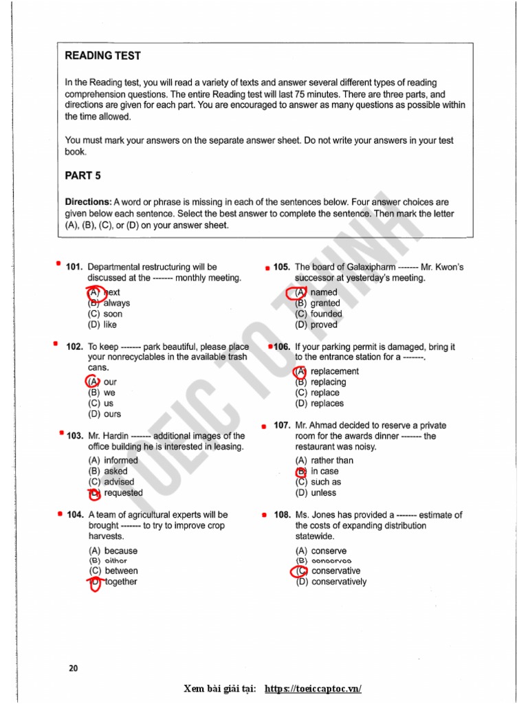 ETS 2020 - Test 1 - Reading | PDF