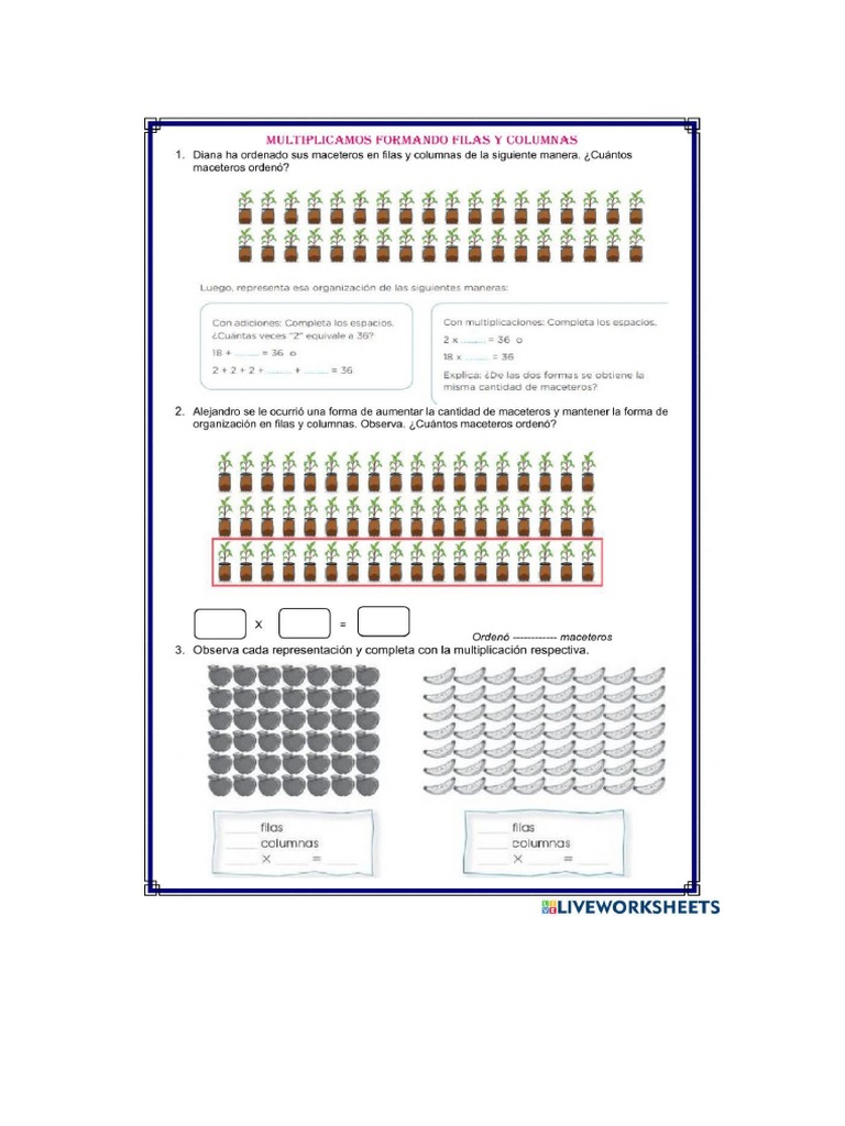 Multiplicaciones Por Filas y Columnas | PDF