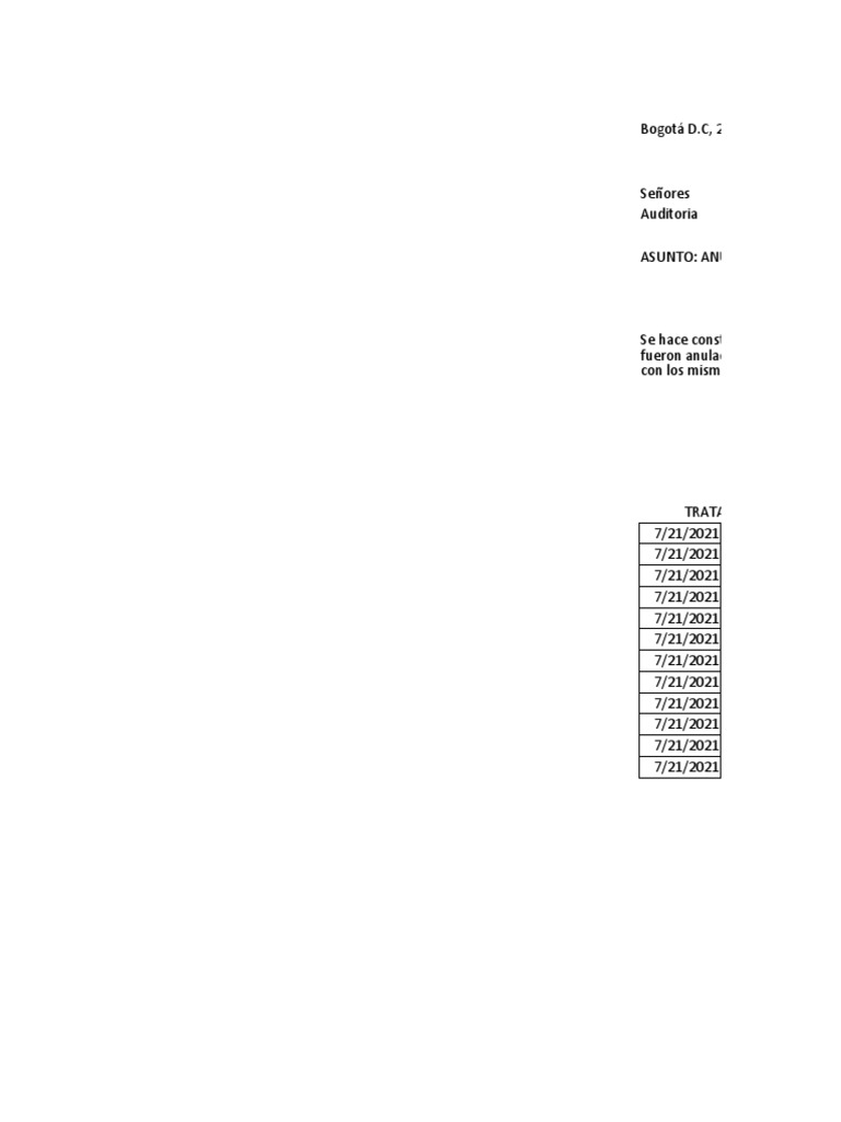 Carta anulación de Facturas | PDF