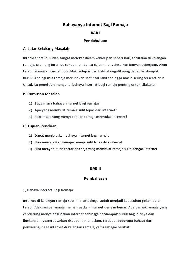 Bahaya Internet bagi Remaja | PDF