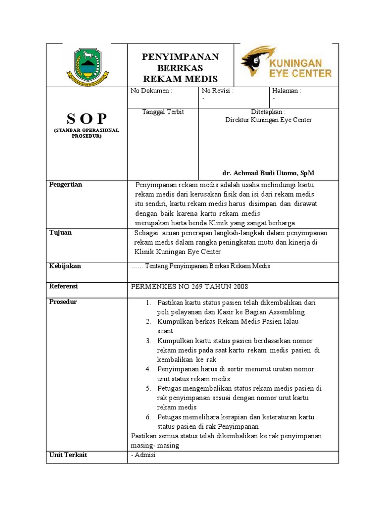 Sop Penyimpanan Status Rm | PDF