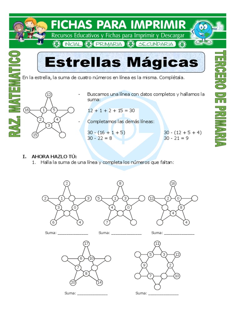 Ficha Estrella Magica para Tercero de Primaria | PDF