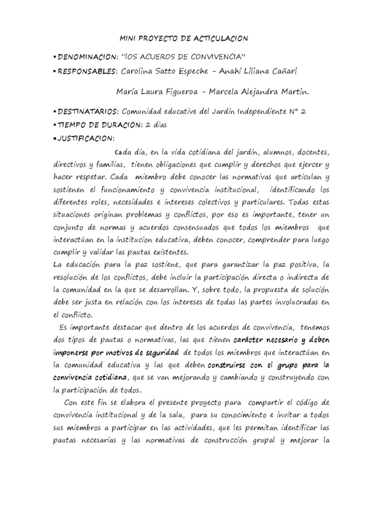 Acuerdos de Convivencia en Jardín | PDF | Comunicación | Las emociones