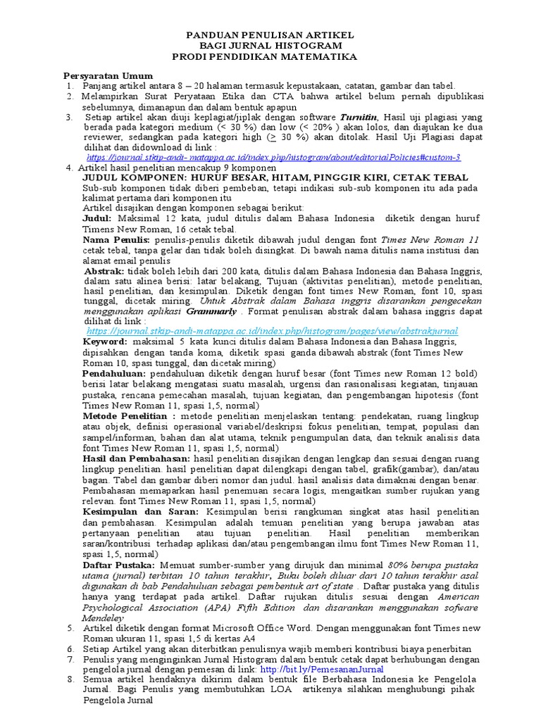 Panduan & Template Terbaru Jurnal Histogram | PDF