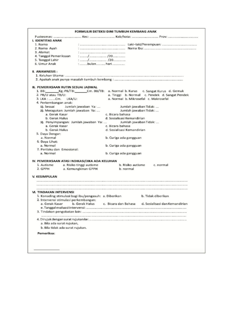 Form DDTK Anak | PDF