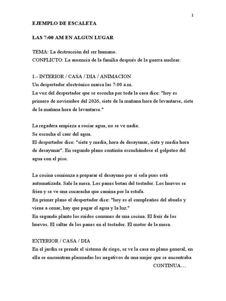 Ejemplo de Escaleta | PDF