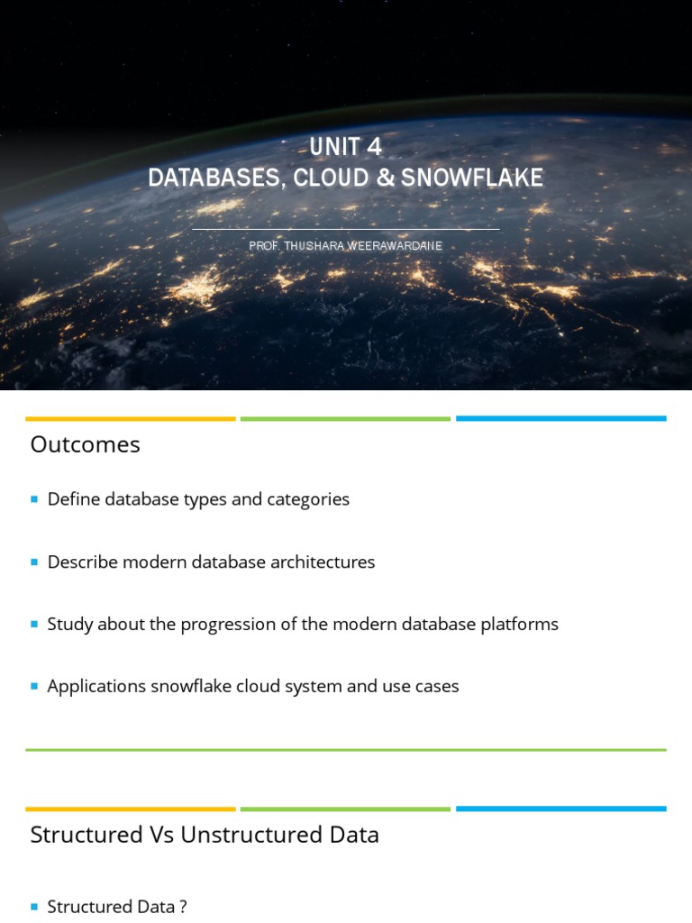 Unit 4 Databases, Cloud & Snowflake: Prof. Thushara Weerawardane | PDF | Databases | No Sql