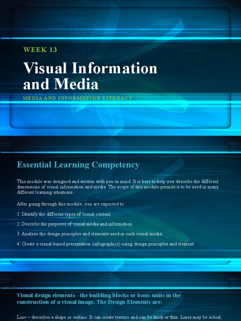 Week 13 Visual Information and Media | PDF | Composition (Visual Arts) | Mental Processes