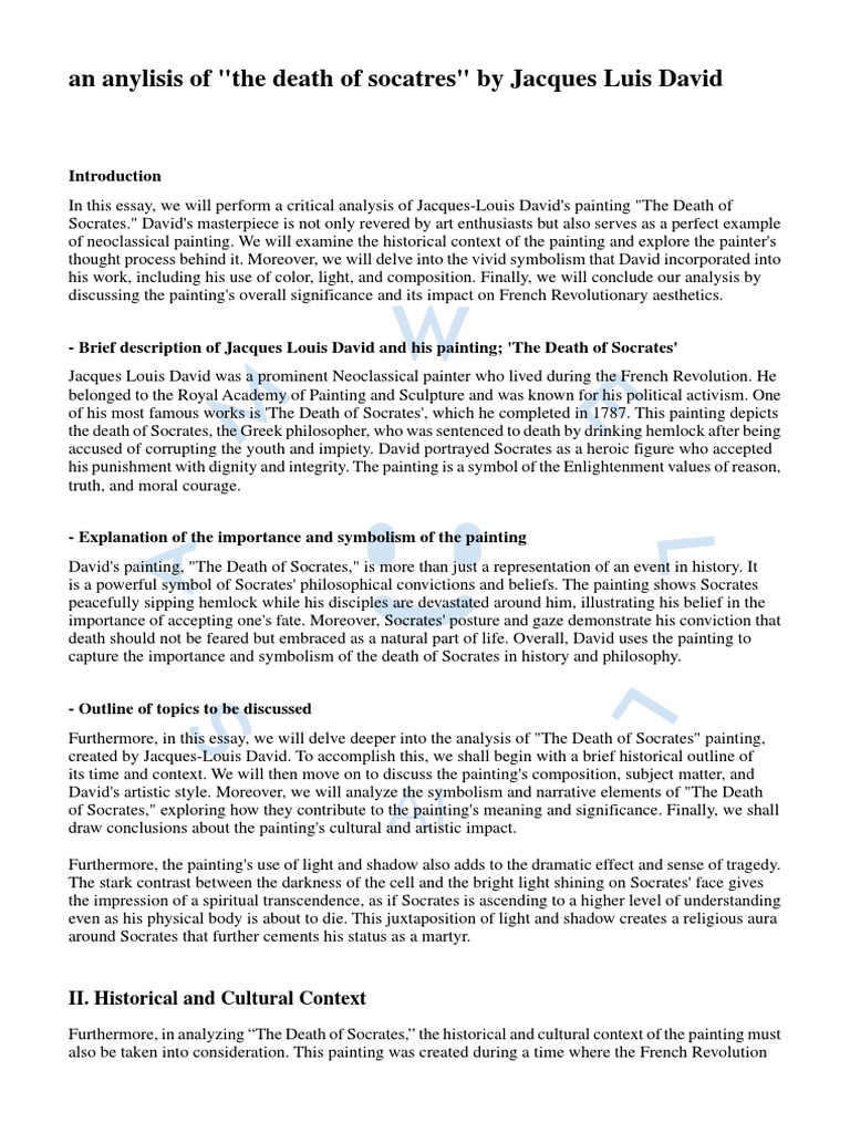Analysis of David's "The Death of Socrates" | PDF | Socrates | Paintings