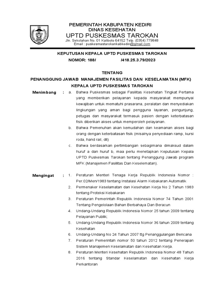 SK Penanggung Jawab MFK 2023 | PDF