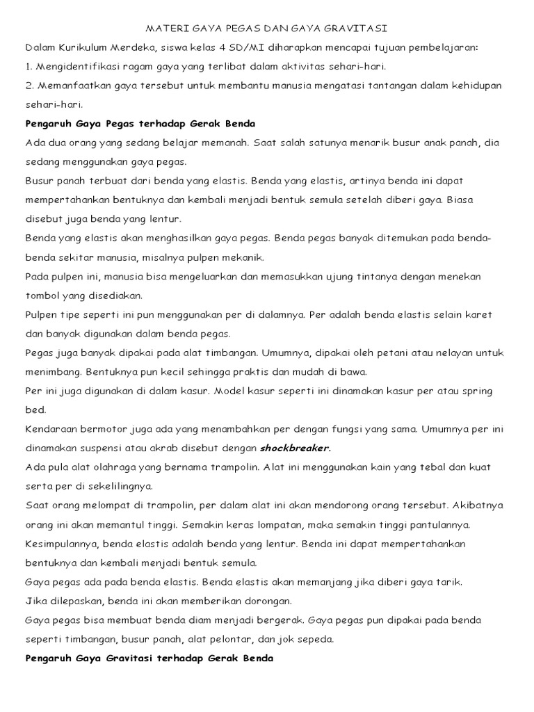 Materi Gaya Pegas Dan Gaya Gravitasi | PDF