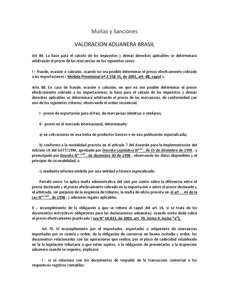 Multas y Sanciones Brasil | PDF | aduana | Multa (pena)