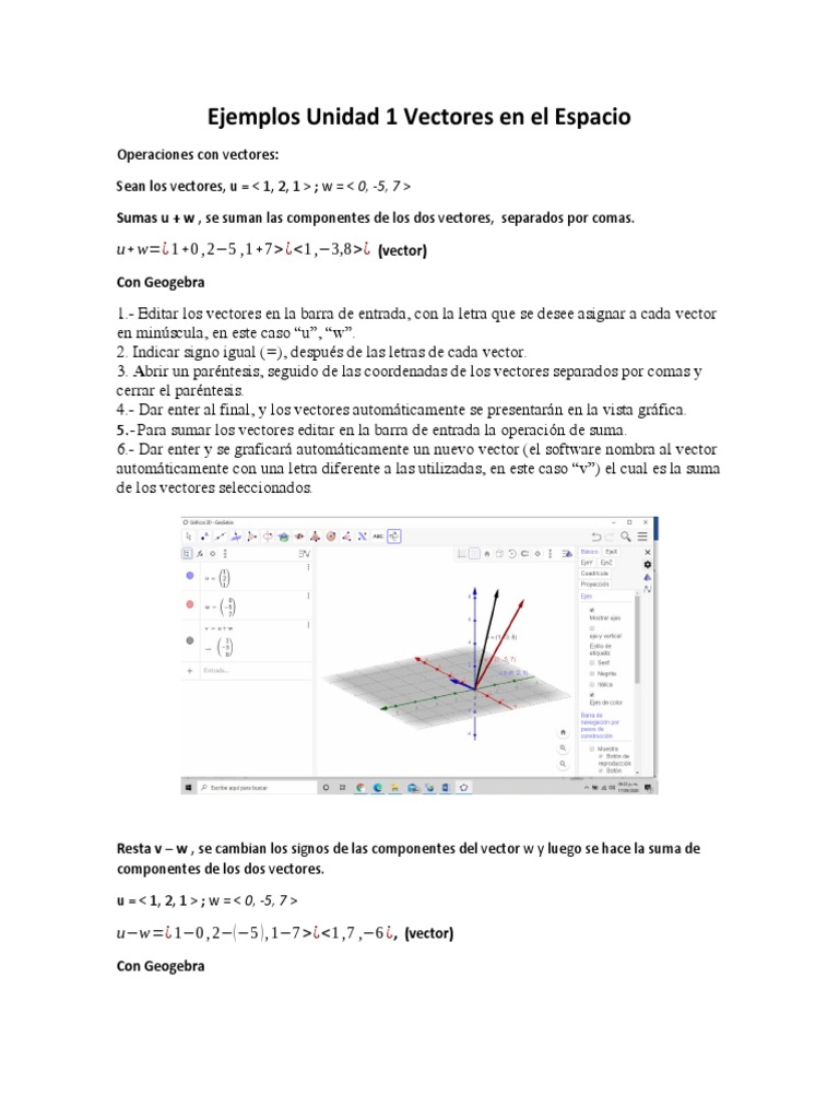 Ejercicios Resueltos Unidad 1 | PDF | Vector Euclidiano | Sustracción